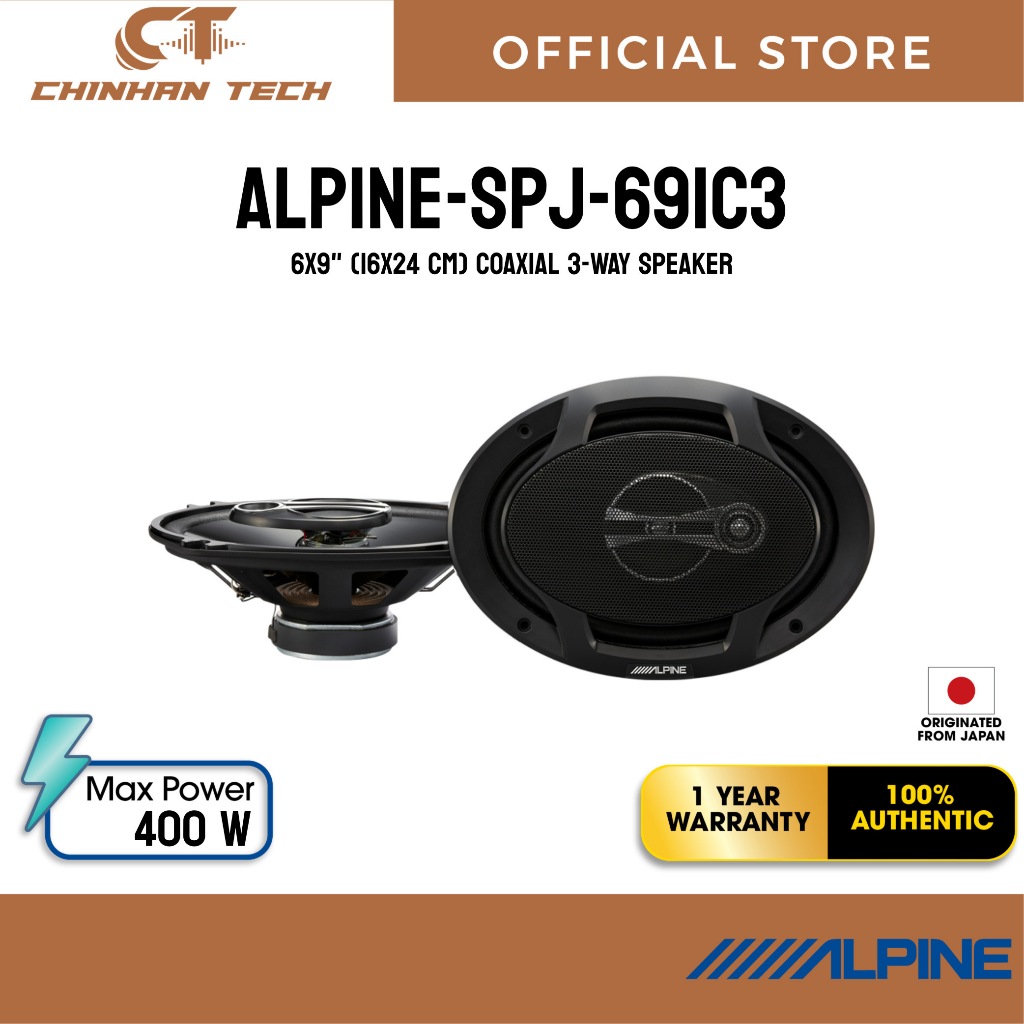 Alpine SPJ-691C3 Type-J 6 inch x 9 inch Coaxial 3-Way Car Speakers 60W ...