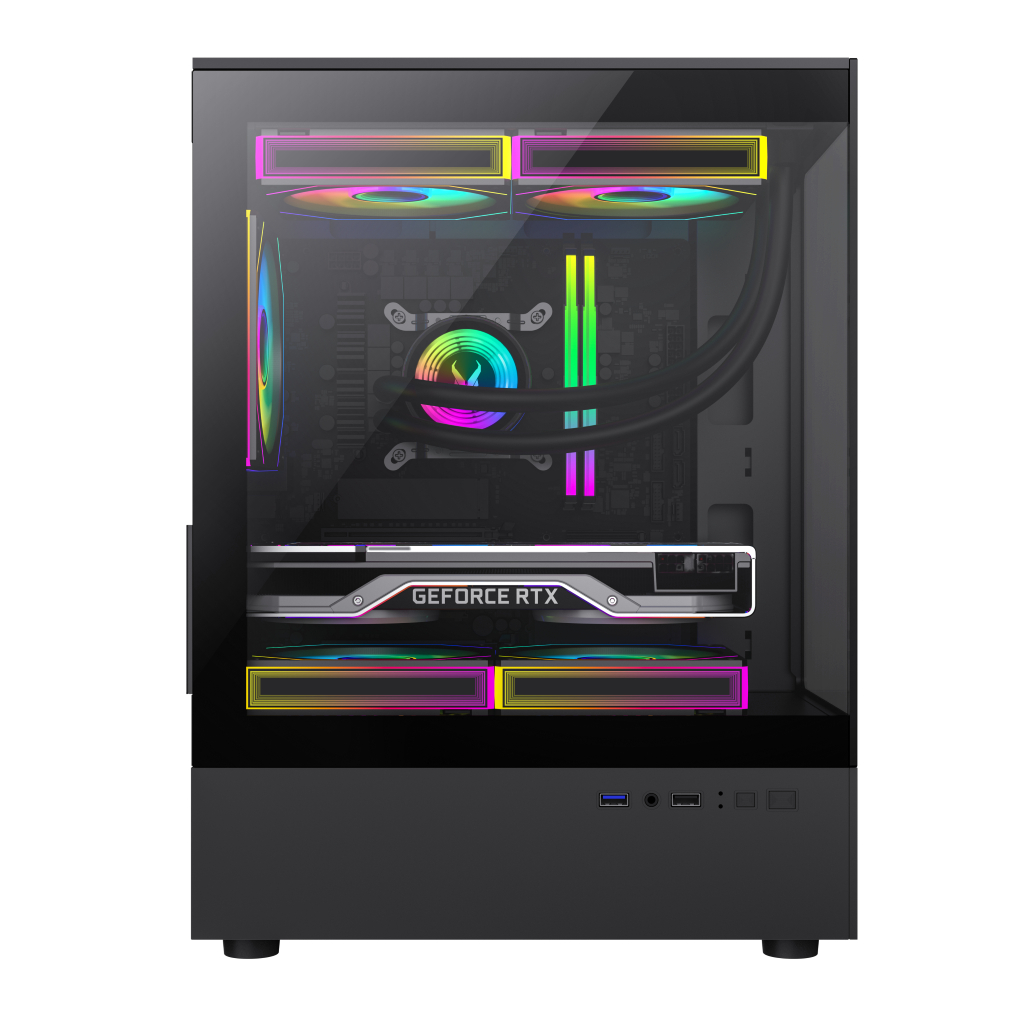 Invasion S-1000 Compact M-ATX Gaming Case - Black/White (AURORA FAN ...