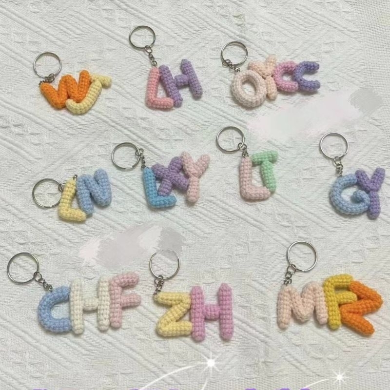 Crochet Alphabet Keychain Handmade Knit Gift Surprise Birthday Present ...
