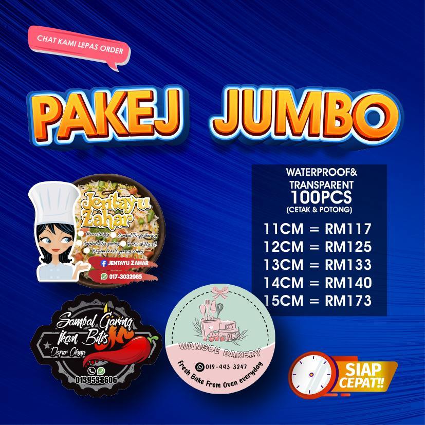 PAKEJ JUMBO Stiker/Label Produk PVC WATERPROOF/TRANSPARENT Cantik Kemas ...