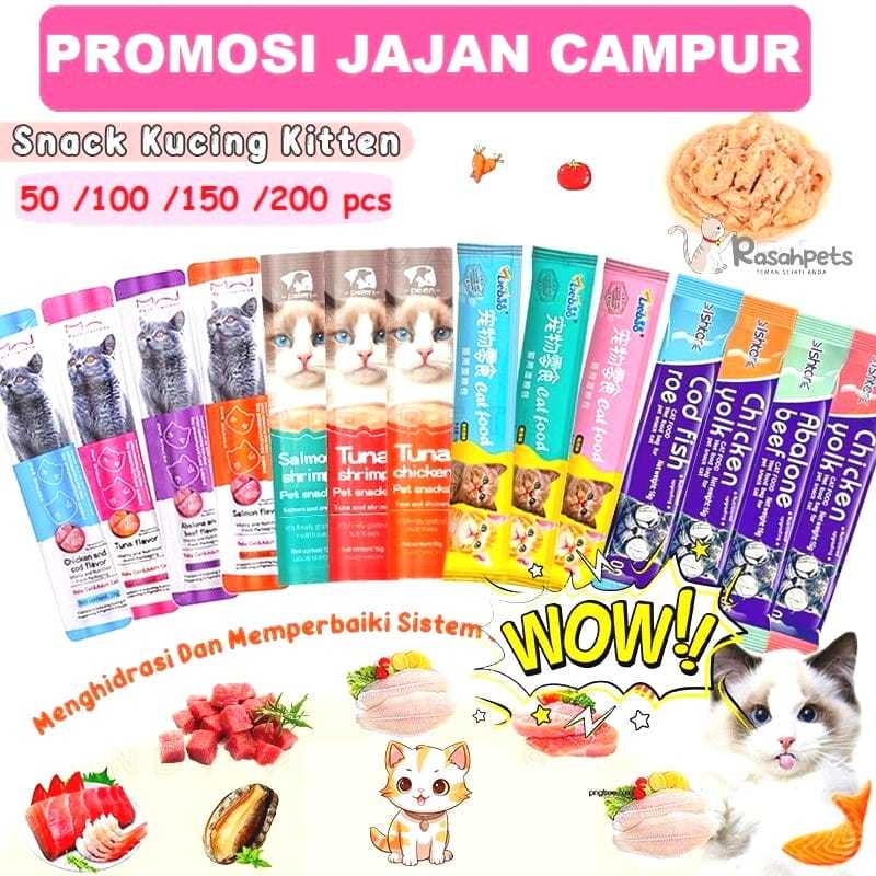 Promosi 50/100/150/200PCS Jajan Kucing Snack Kucing High Vitamin Cat ...