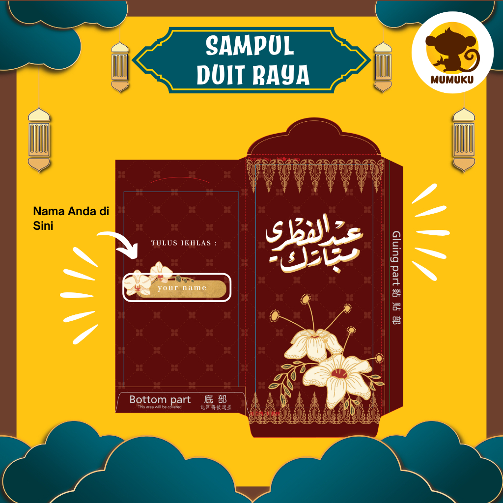 100pcs Sampul Duit Raya | Sampul Raya Custom Nama | Sampul Duit Raya ...