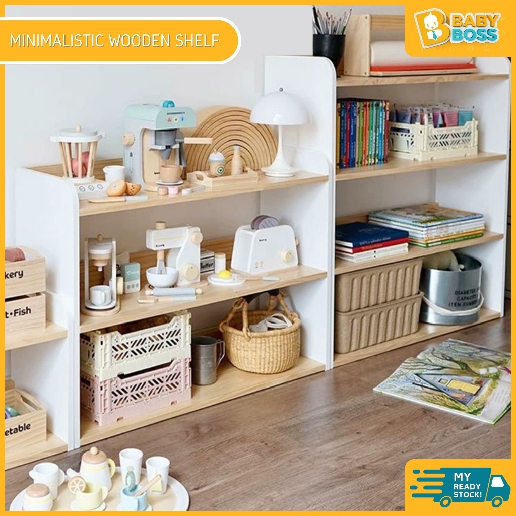 BabyBoss Korean Open Storage Shelf Wooden Organizer Cabinet | Shopee ...