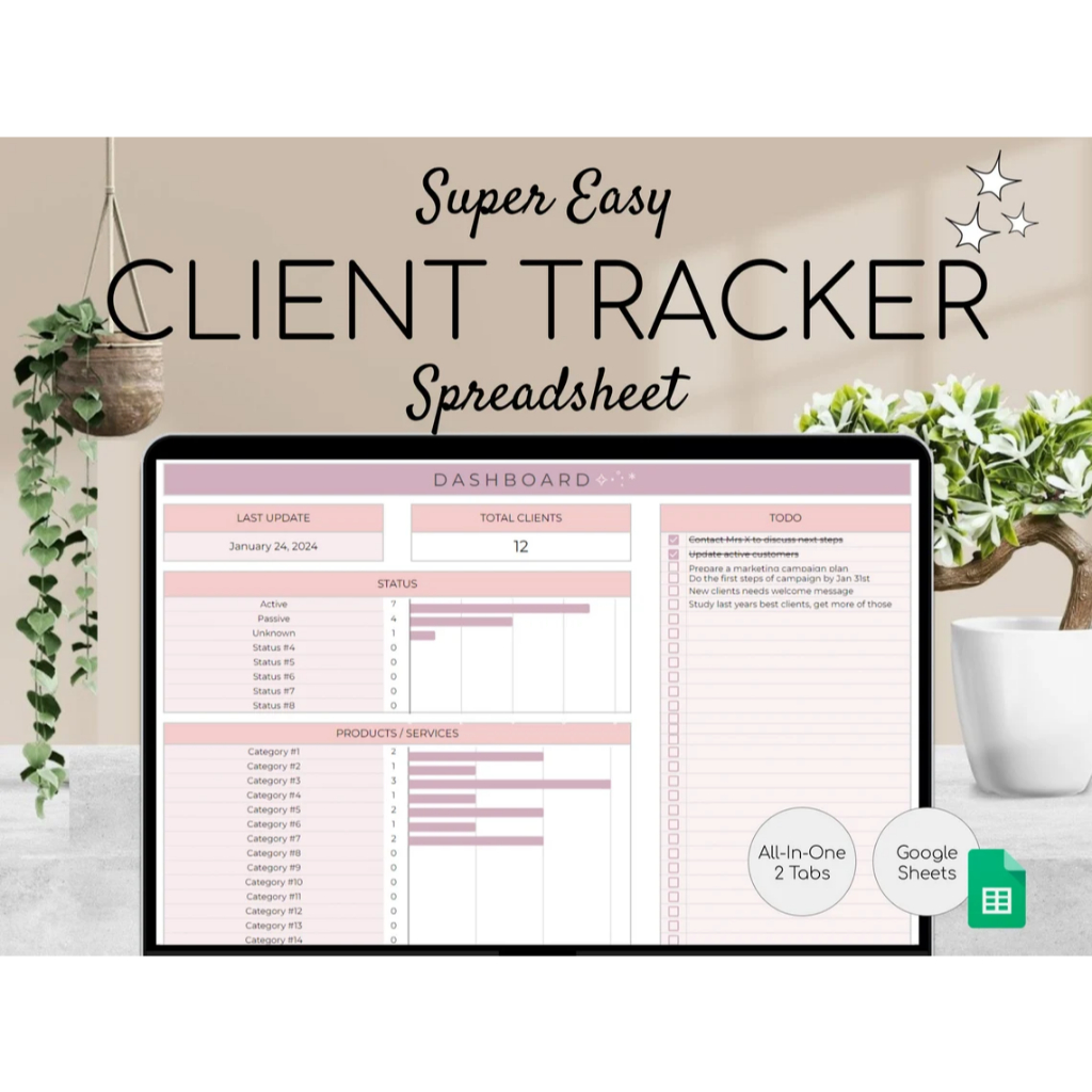 Client Tracker Spreadsheet | Small Business Template Customer List ...