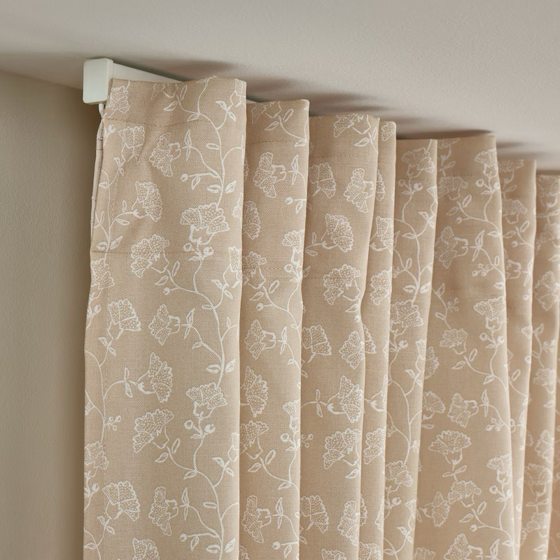 TRYSTÄVMAL 2Pcs Muji Curtains, 1 pair, with heading tape/beige white ...