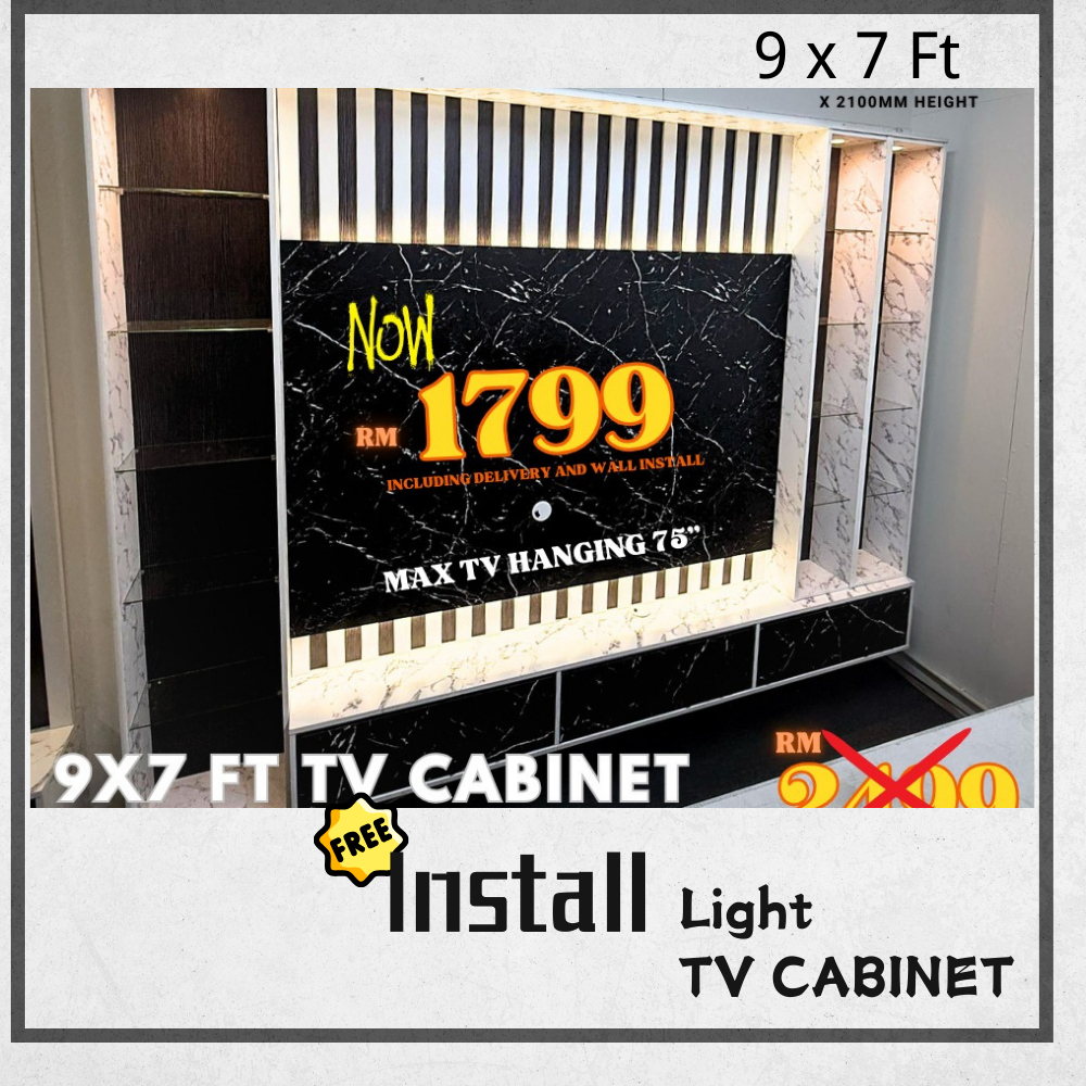 🔥 Free Install 🔥 EE LIFE DESIGN - 9ft TV Cabinet | Hanging Cabinet ...