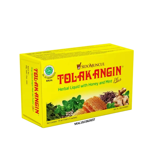 TOLAK ANGIN Herbal Liquid with Honey & Mint plus (Halal) - 15ml x 5 ...
