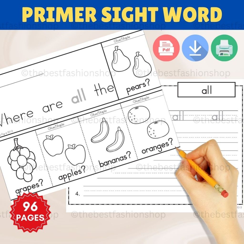 A092 [PDF] Primer Sight Words Flip Book Worksheet Printable Activity ...