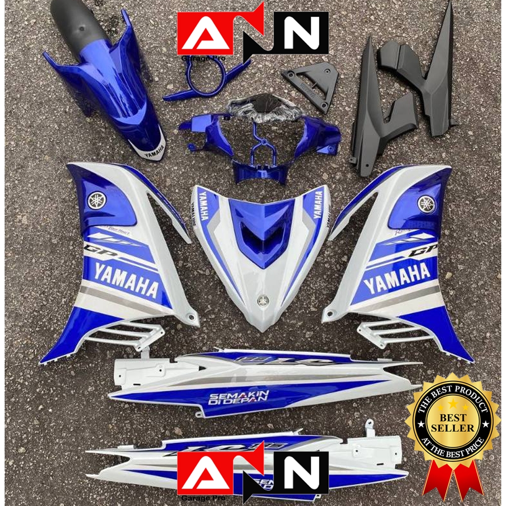 COVERSET BODYSET YAMAHA LC LC135 V6 V7 DR BLUE GP BIRU CODE 039 STRIPE ...