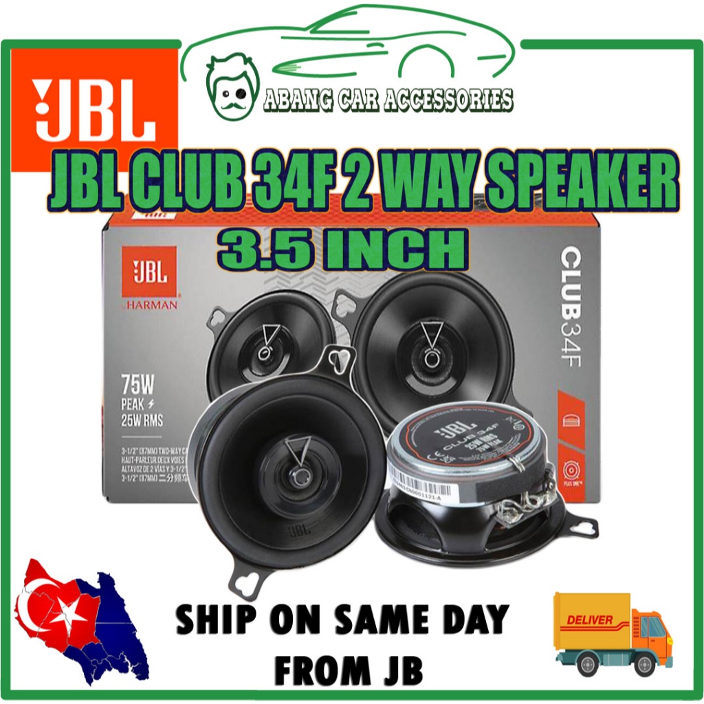 ORIGINAL JBL CLUB 34F 2 WAY SPEAKER 3.5 INCH CAR AUDIO SPEAKER KERETA TOYOTA HONDA NISSAN ...