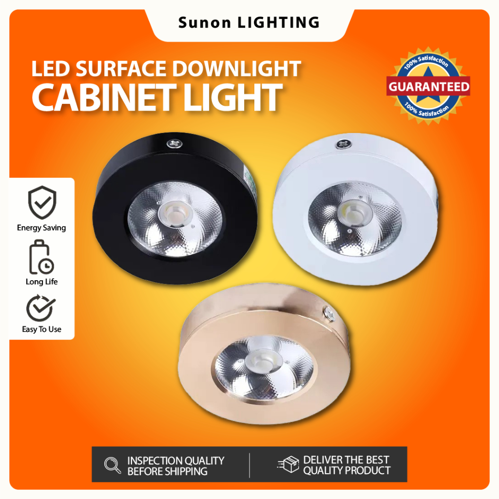 LED Surface Downlight Eyeball Spot Light Black & White Lampu Siling ...