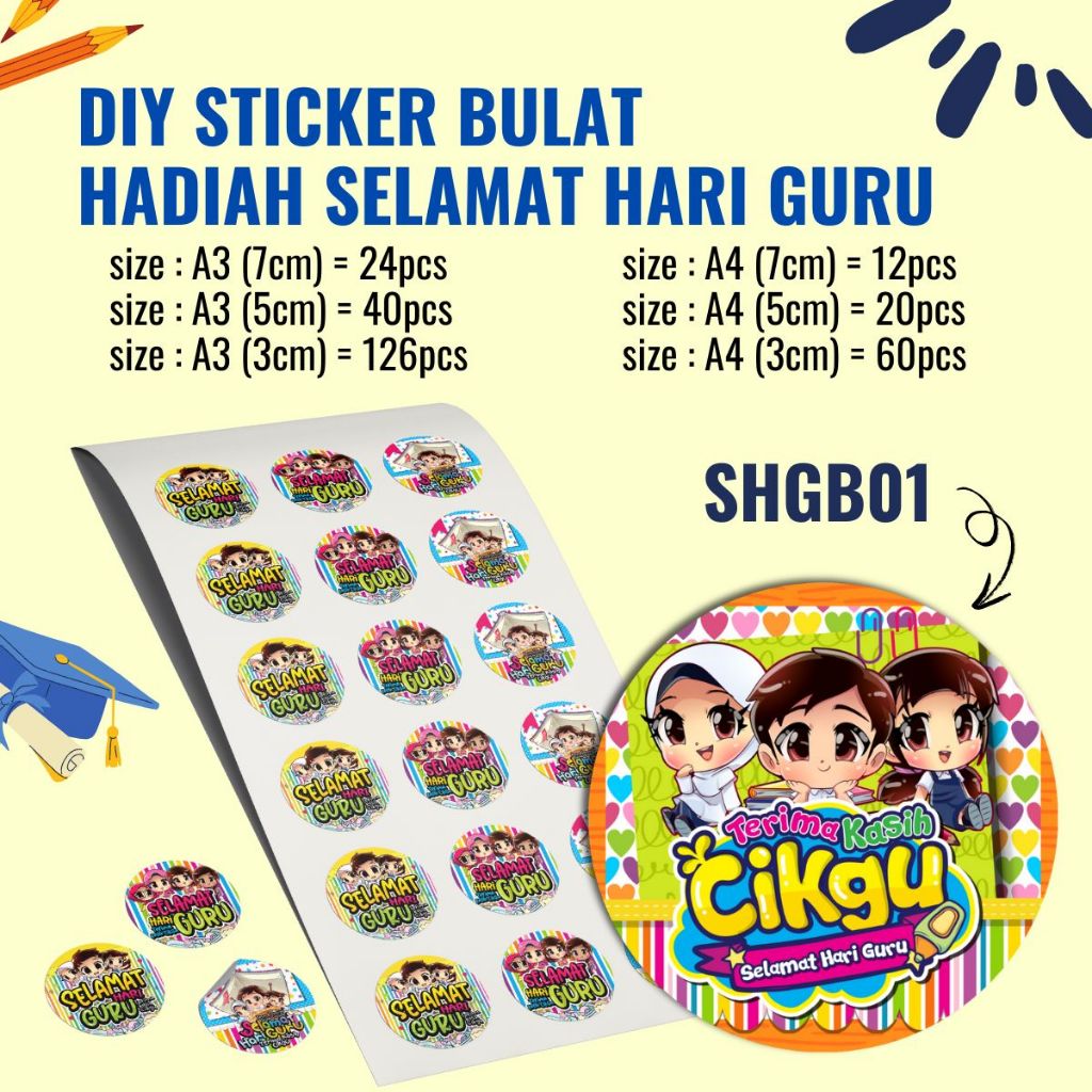 DIY Sticker Bulat Hadiah Selamat Hari Guru | Sticker Teacher's day ...