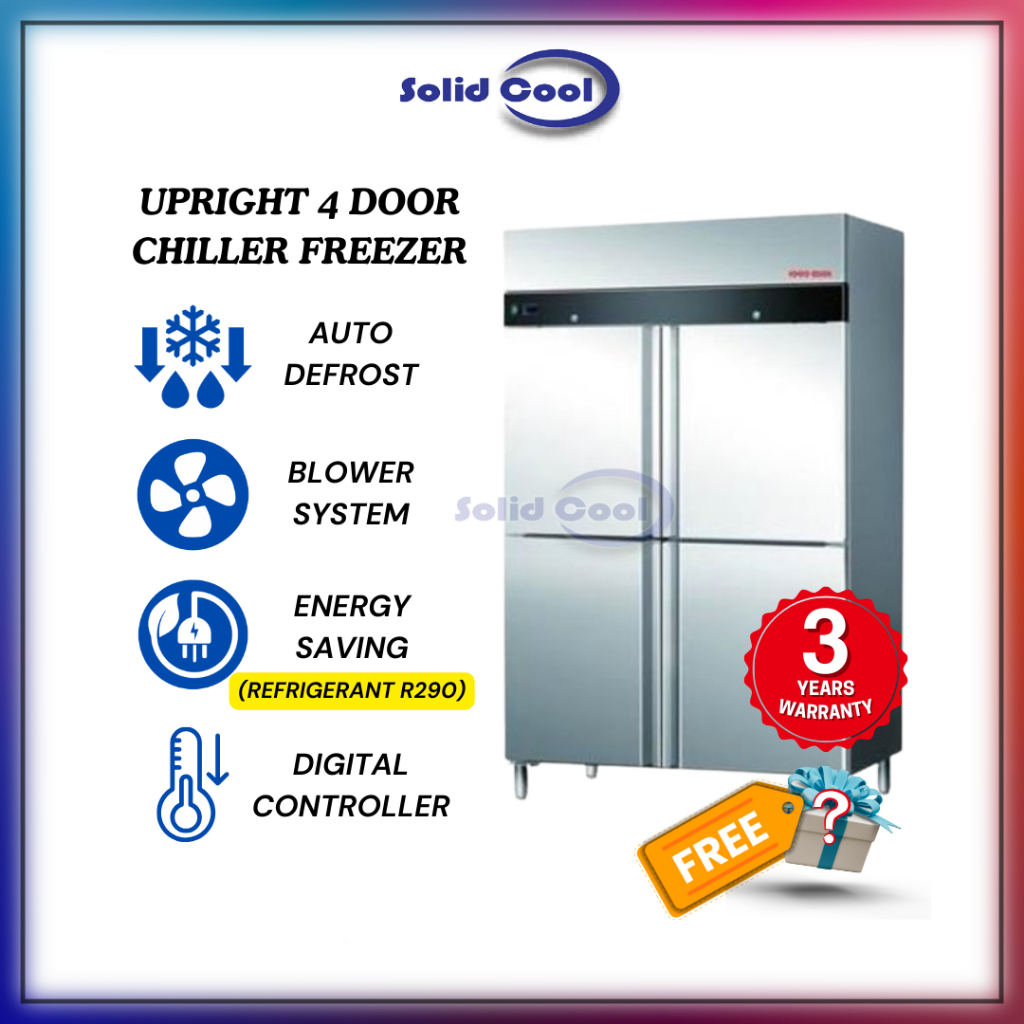 [ SOLID COOL ] UPRIGHT 4 DOOR CHILLER FREEZER | Stainless Steel Blower System | Shopee Malaysia