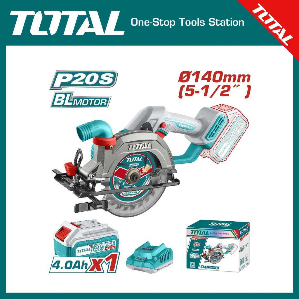 TOTAL Cordless circular saw TSLI14021 | Shopee Malaysia
