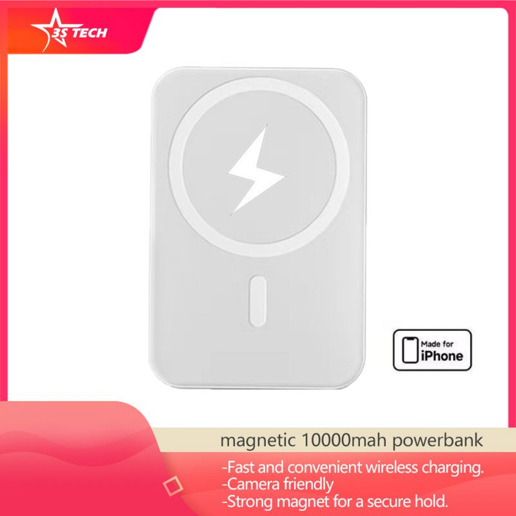[3S TECH] Official Power Bank 10000mAh Mini Magnetic Wireless Fast Charge with Auto-Wake For ...