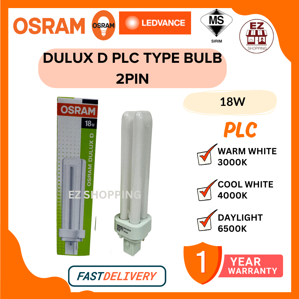 OSRAM DULUX D PLC TYPE BULB 18W 2PIN DAYLIGHT/COOL WHITE/WARM WHITE | Shopee Malaysia