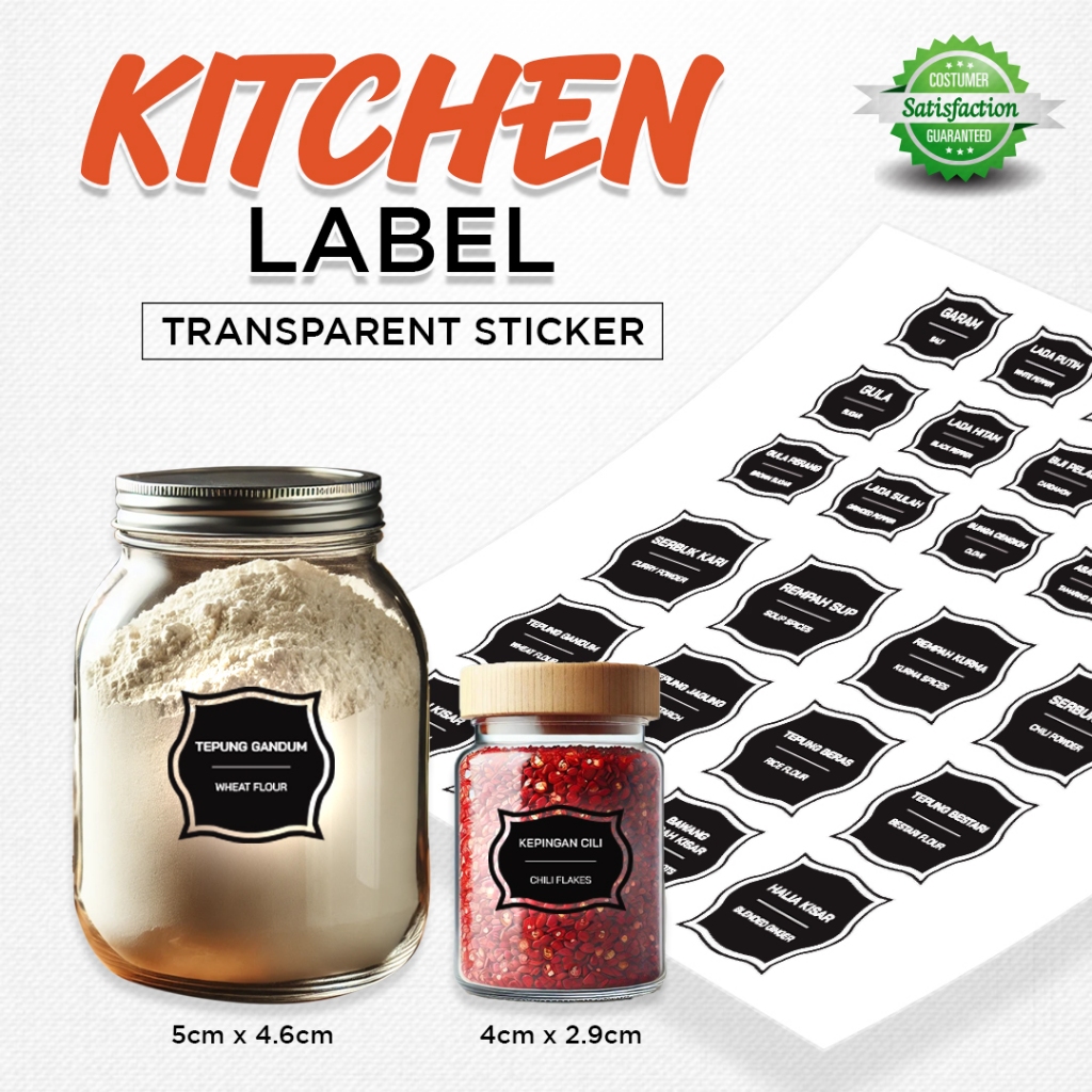 Label Sticker UV DTF Kalis Air Set Label Dapur Rempah Dan Sebagainya ...