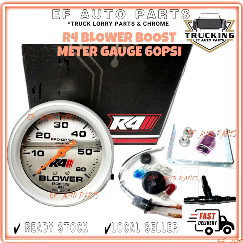 THAILAND R4 BLOWER BOOST METER GAUGE 60PSI SILVER WHITE RACING ...