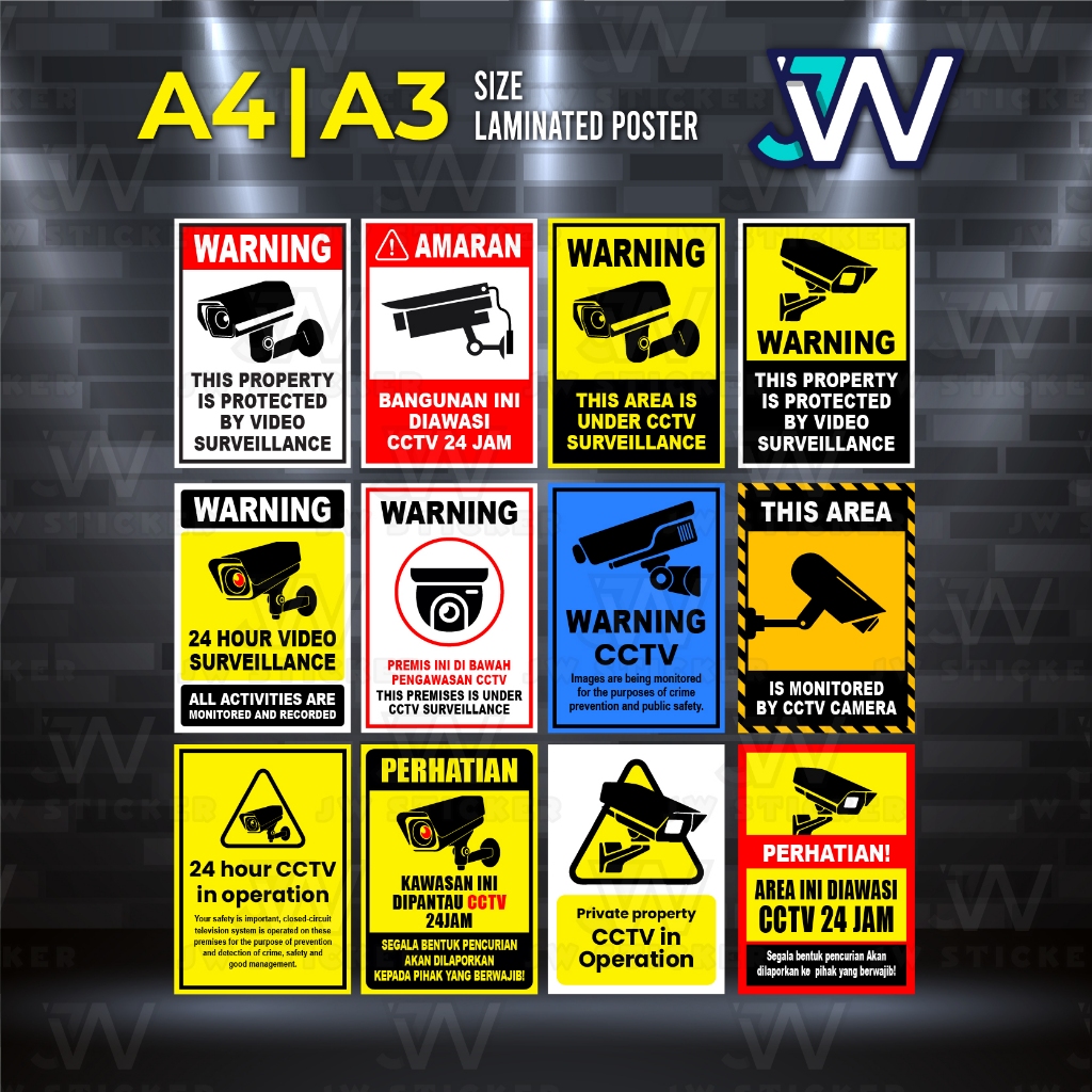 CCTV POSTER / CCTV / Label / Security Alert A4 I A3 Size Laminated ...