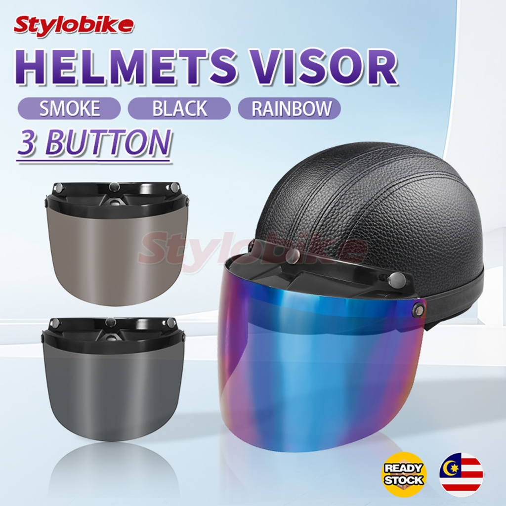 BOGO Visor Helmet 3 Button MHR,MS88,SGV,MAGNUM/Topi Motor Cermin Tinted ...