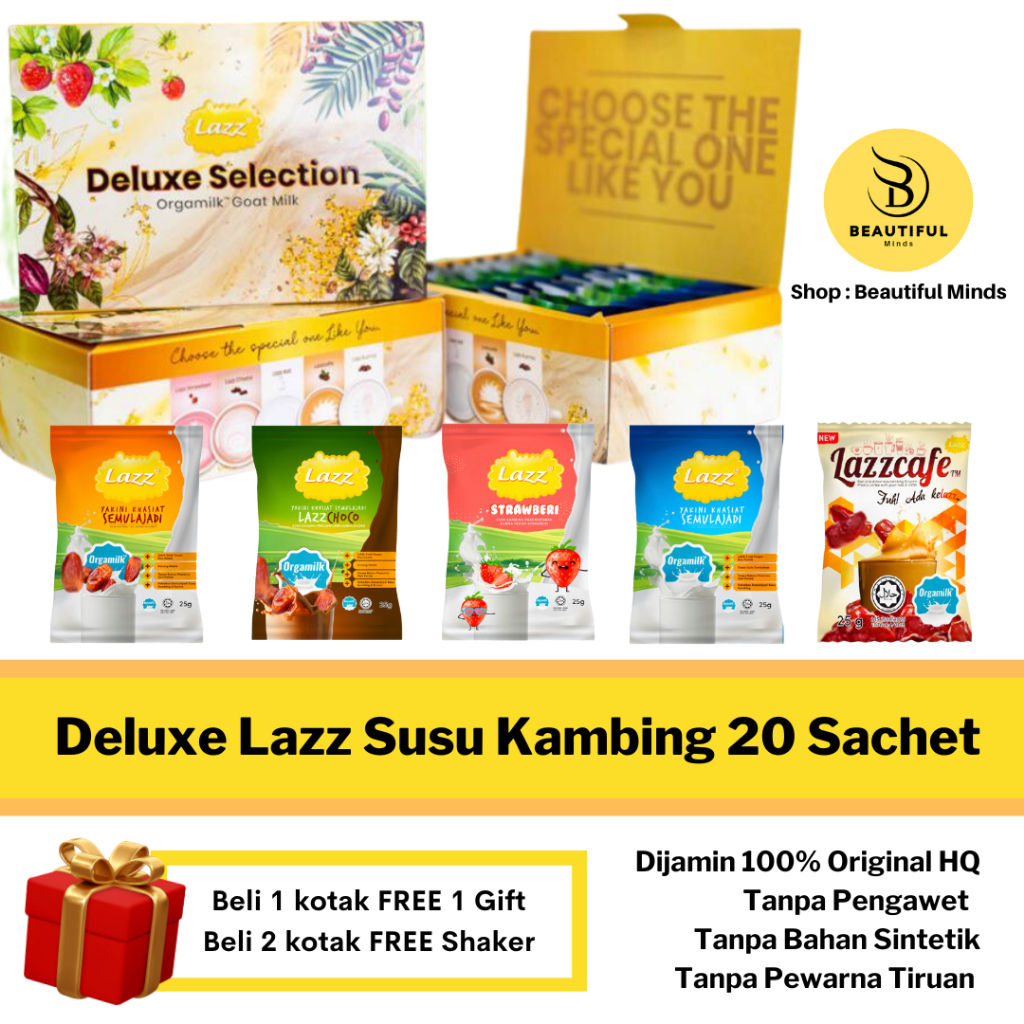 LAZZ Deluxe Susu Kambing 20 sachet Original HQ | Kurma, Asli, Choco, Strawberi, Cafe | Goat Milk ...