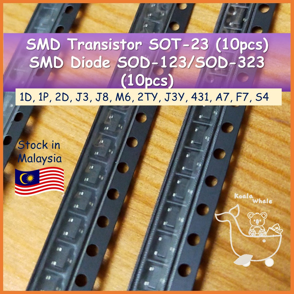 10pcs SMD Transistor Diode SOT23 1D 1P 2D J3 J8 M6 2TY J3Y 2L 431 SOT-23 SOD-323 A7 F7 A92 ...