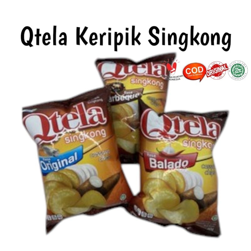 Qtela Keripik Singkong Rasa Original/Barbeque/Balado Kemasan 60g ...