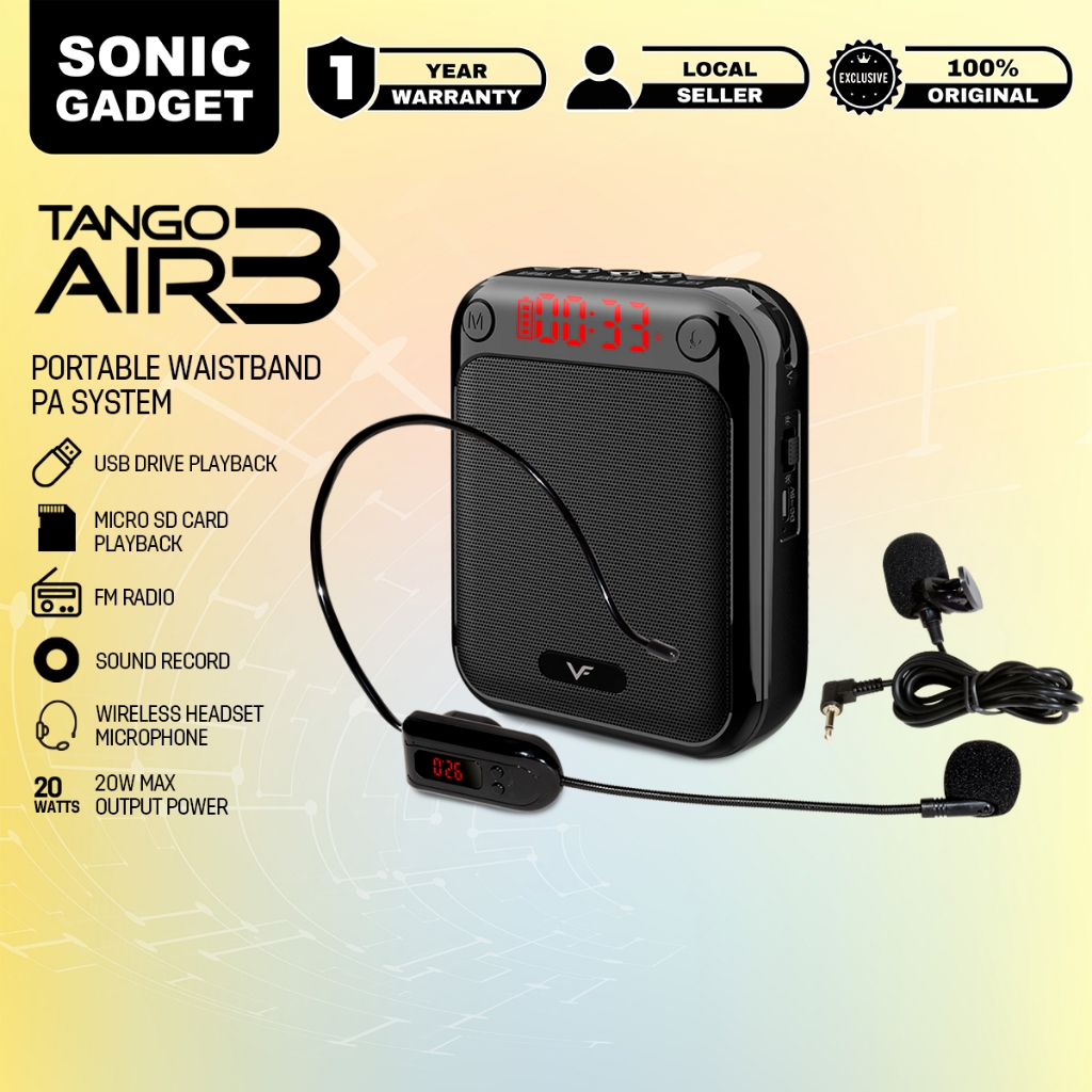 Vinnfier VF Tango Air 3 Portable Wireless Microphone PA System Sound ...