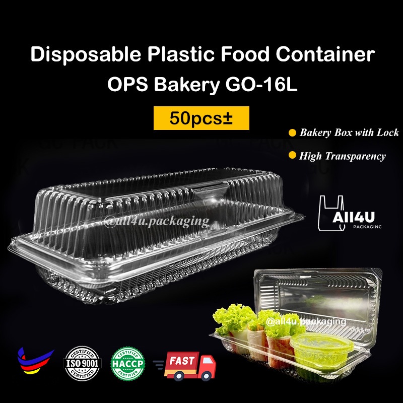 GO-16L OPS Bakery Disposable Plastic Food Container Butter Cake Pastry ...