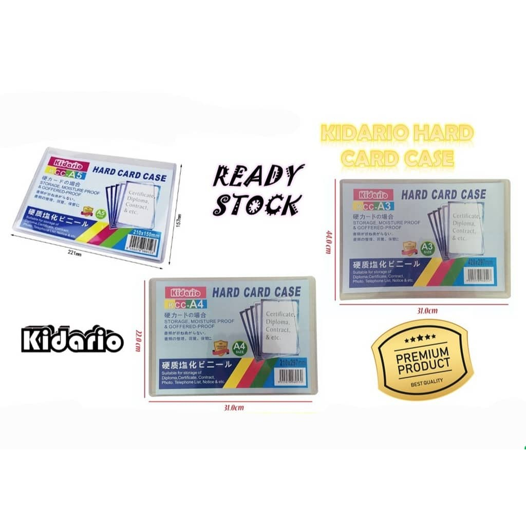 KIDARIO Super Clear PVC Hard Card Case FOR Memo, Certificate, Paper ...