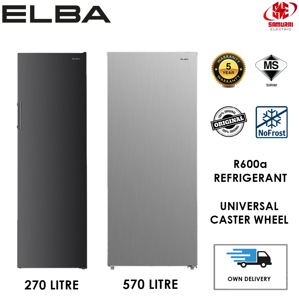 Elba No Frost Technology Upright Freezer 270 Litre EUFQ2750FF(GR)/ 570 ...