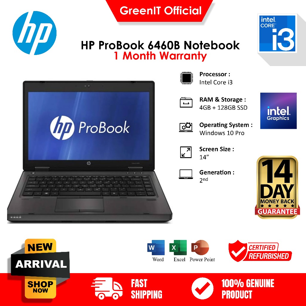 HP ProBook 6460B - Intel Core i3 - 2ND Generation - 4GB RAM - 128GB SSD ...