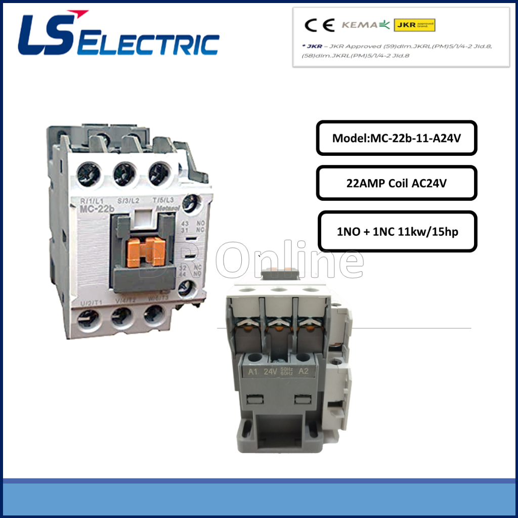 LS AC METASOL CONTACTOR, 11KW/15HP ~ 22A ~ 1NO+1NC ~ 110VAC,24VAC ...