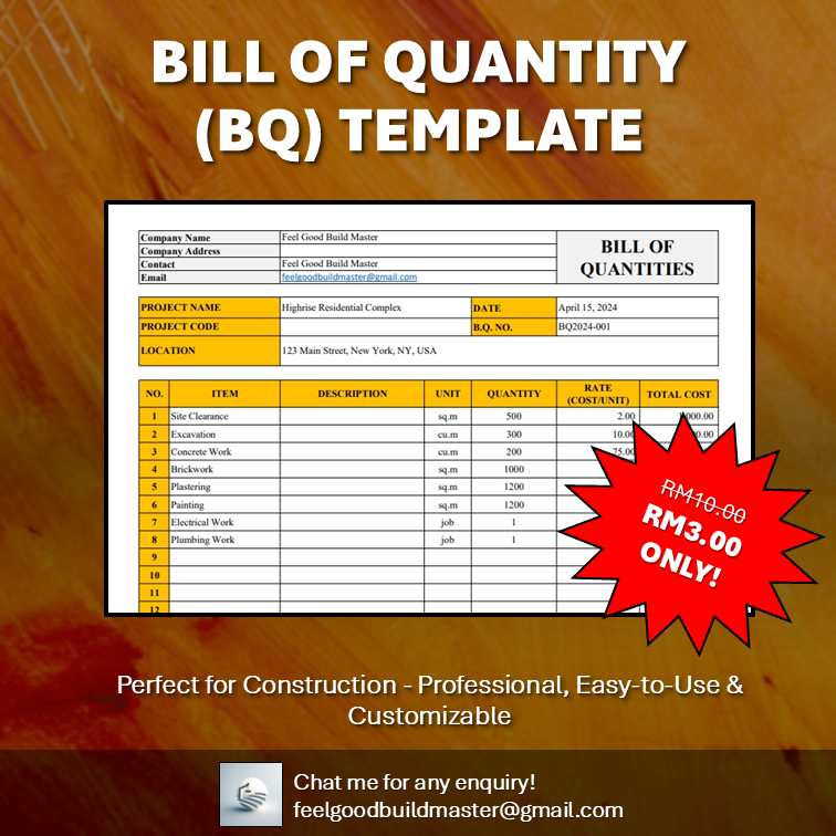 Bill of Quantity (BQ) Template - Professional, Easy-to-Use & Customizable | Shopee Malaysia