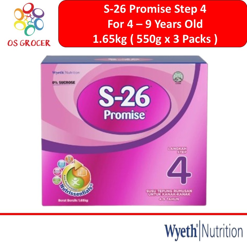 Wyeth S-26 Promise Step 4 For 4-9 Years Old 1.65kg ( 550g x 3 Packs ) | Shopee Malaysia