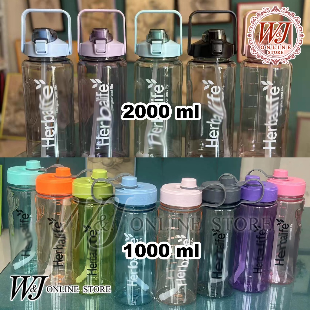 Drinking Water Bottle 1000ml 2000ml 1L 2L with Straw Herbal 水杯太空杯运动水壶 Life | Shopee Malaysia