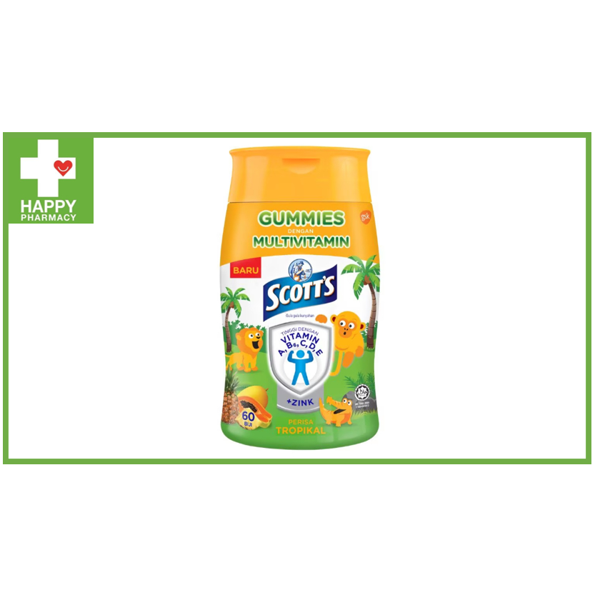 SCOTT'S Multivitamin Gummies Tropical 60S (Vitamin A,B6,C,D,E ZINK ...