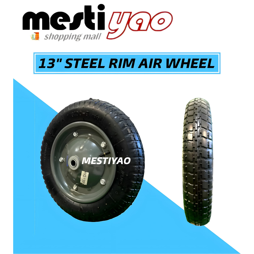 Heavy Duty Tayar Kereta Sorong Besi Pneumatic (13" X 3" Rim Besi Air ...