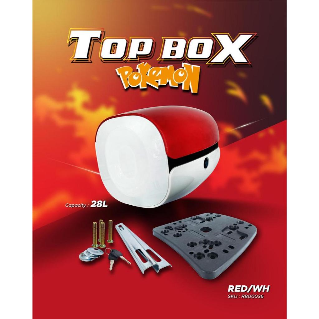 MAGIC BOY POKEMON RED WHITE UNIVERSAL TOP BOX SIPUT ALLEN 28L REAR BOX ...