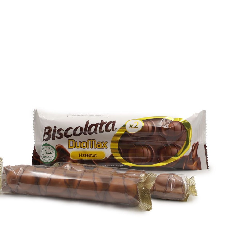 BISCOLATA DuoMax x2 HAZELNUT , TASTY Milk Chocolate Coated Wafer with ...