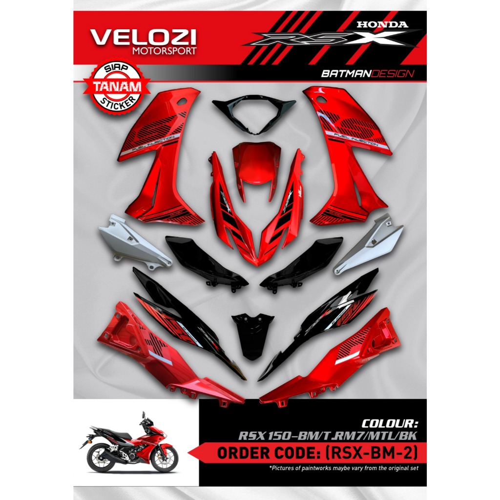 HONDA RSX RS-X 150 RSX150 COVERSET BATMAN DESIGN RM7 RED METALIC BLACK ...