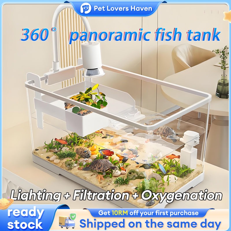 360° panoramic fish tank Creative Transparent Glass Aquarium Betta Fish ...
