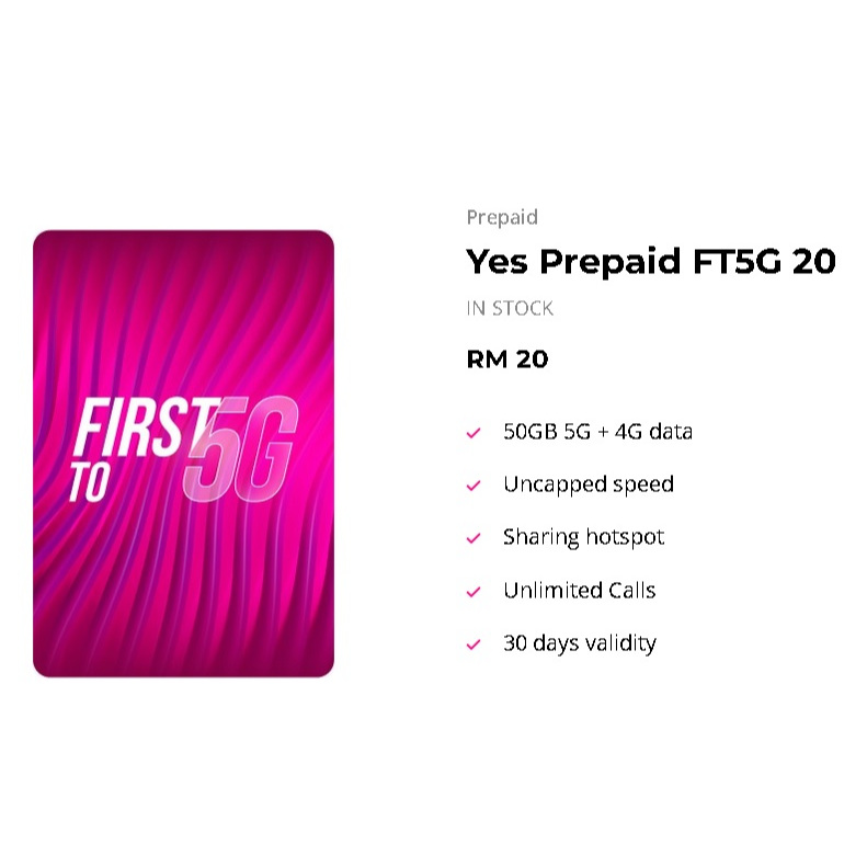 Yes 4G sim card prepaid 1 month 50gb yes prepaid READY STOCK | Shopee ...
