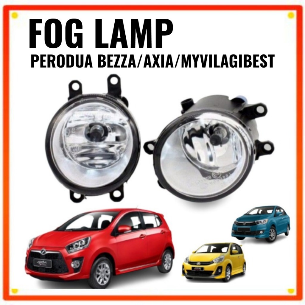 PERODUA AXIA BEZZA MYVI LAGIBEST ALZA FRONT BUMPER FOG LAMP LIGHT SPOTLIGHT DEPAN WHITE CLEAR ...