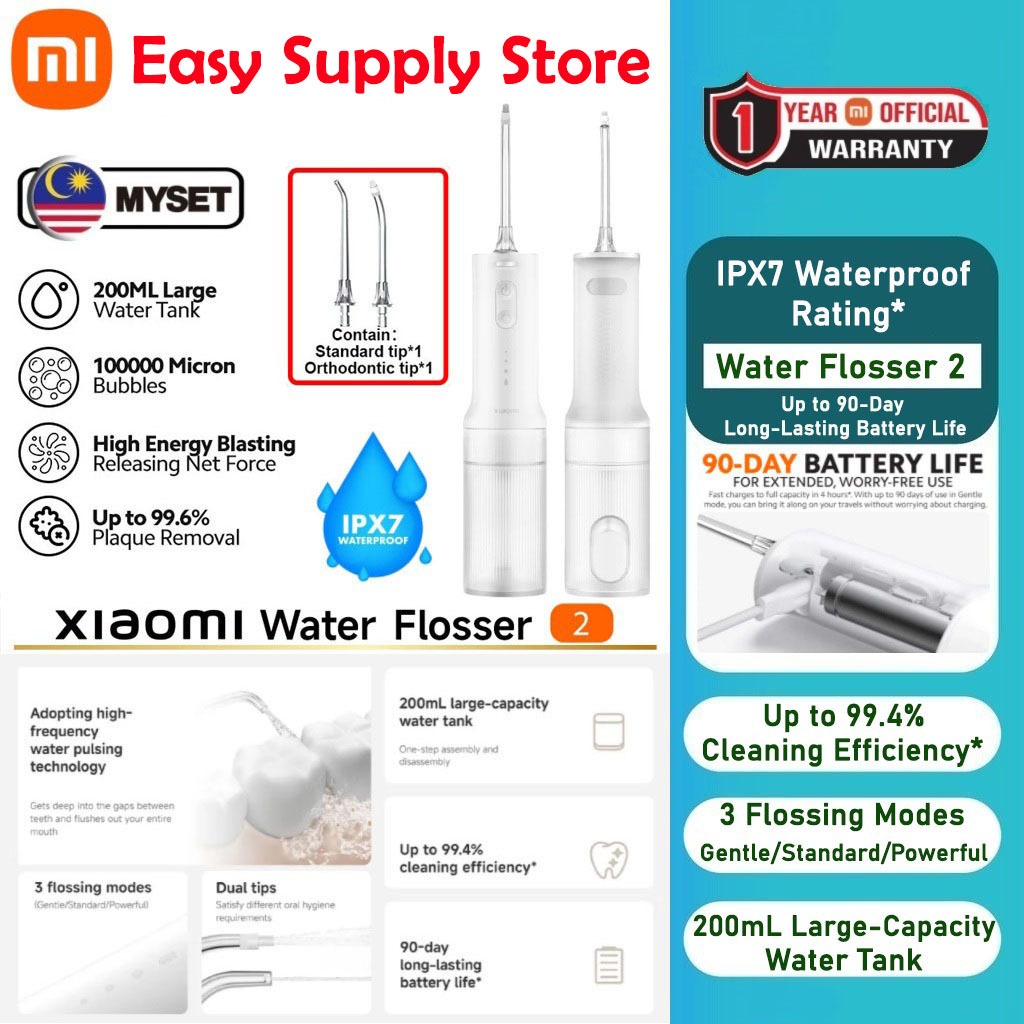 MYSET Xiaomi Water Flosser 2 | 3 Flossing mode | 200mL Large Water Tank ...