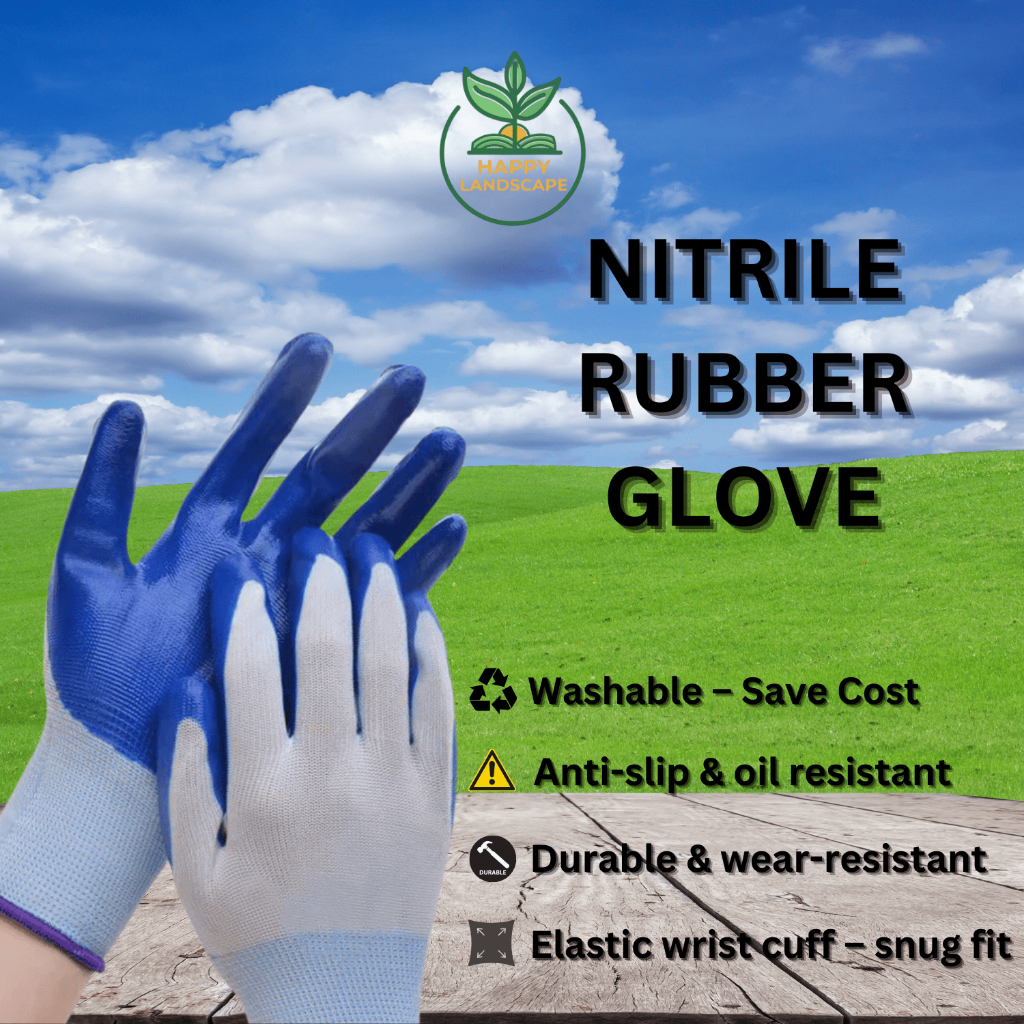 Nitrile Cotton Glove Blue White Anti Slip Oil Resistant Latex Coated ...