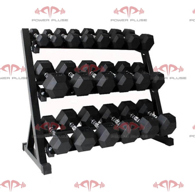 105KG to 275KG Hexagon Dumbbell Set + 3-Tier Premium Dumbbell Rack ...