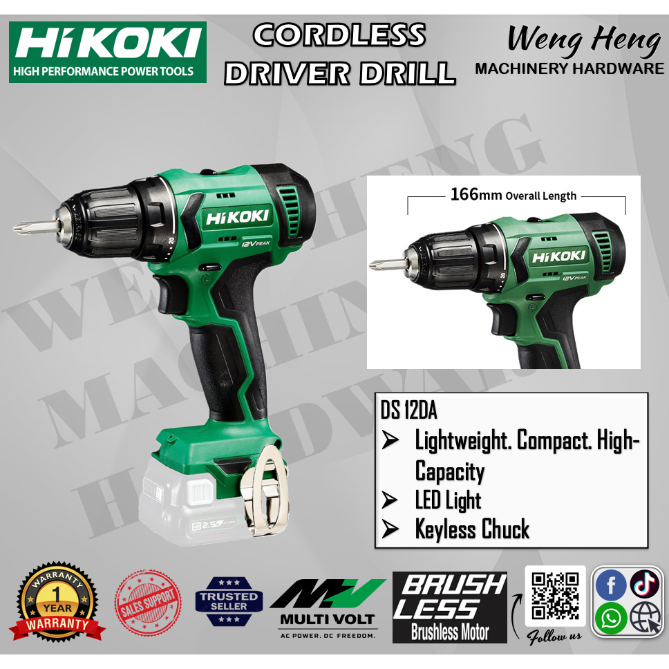 Hikoki / Hitachi 12V Peak Cordless Driver Drill - Model DS12DA | Shopee Malaysia