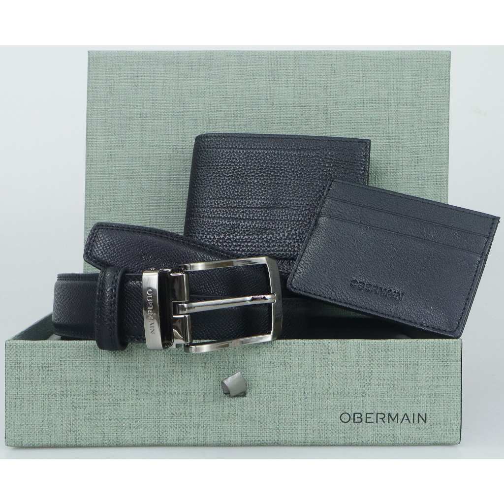 OBERMAIN Men's Giftset RFID Wallet & 35MM Pin Clip Buckle Belt / Free ...