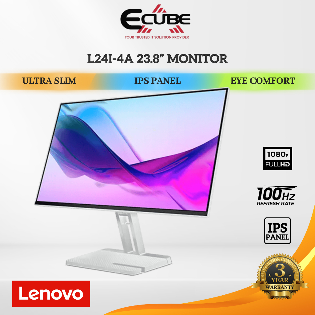 Lenovo L24i-4A (67BCKAC6MY) Monitor 23.8” IPS 100Hz FHD 1080P HDMI ...